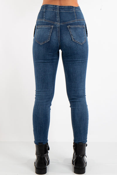 Hadley Blue Denim Button Up High Waist Jean – Miss Hussy